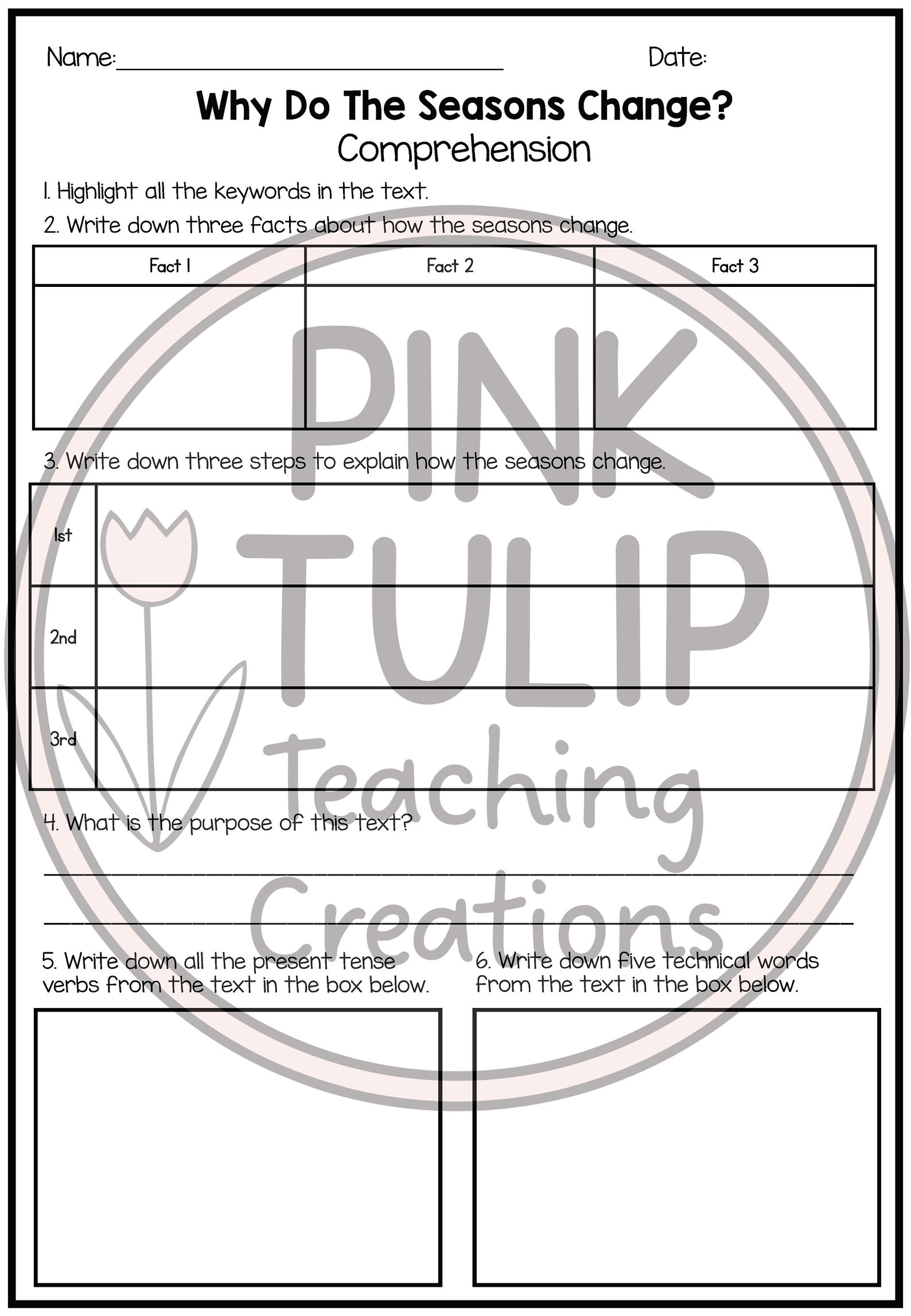 Explanation Text - Why Do the Seasons Change? - Etsy