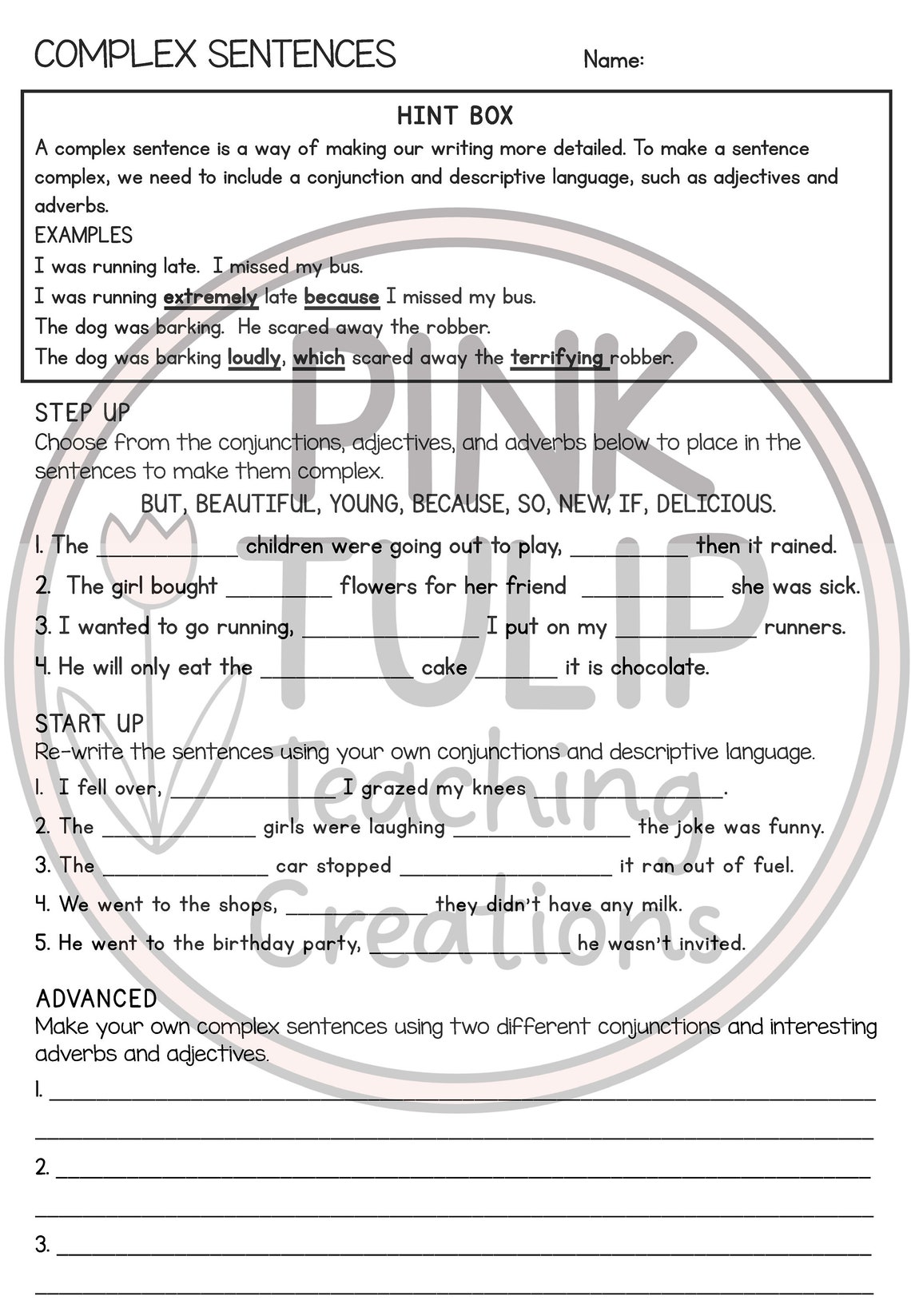 Complex Sentences and Sentence Variation - Grammar Worksheets With ...