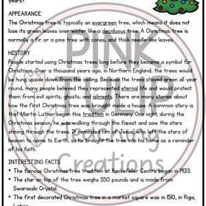 Christmas Tree Comprehension - Reading Strategy Worksheet - Etsy