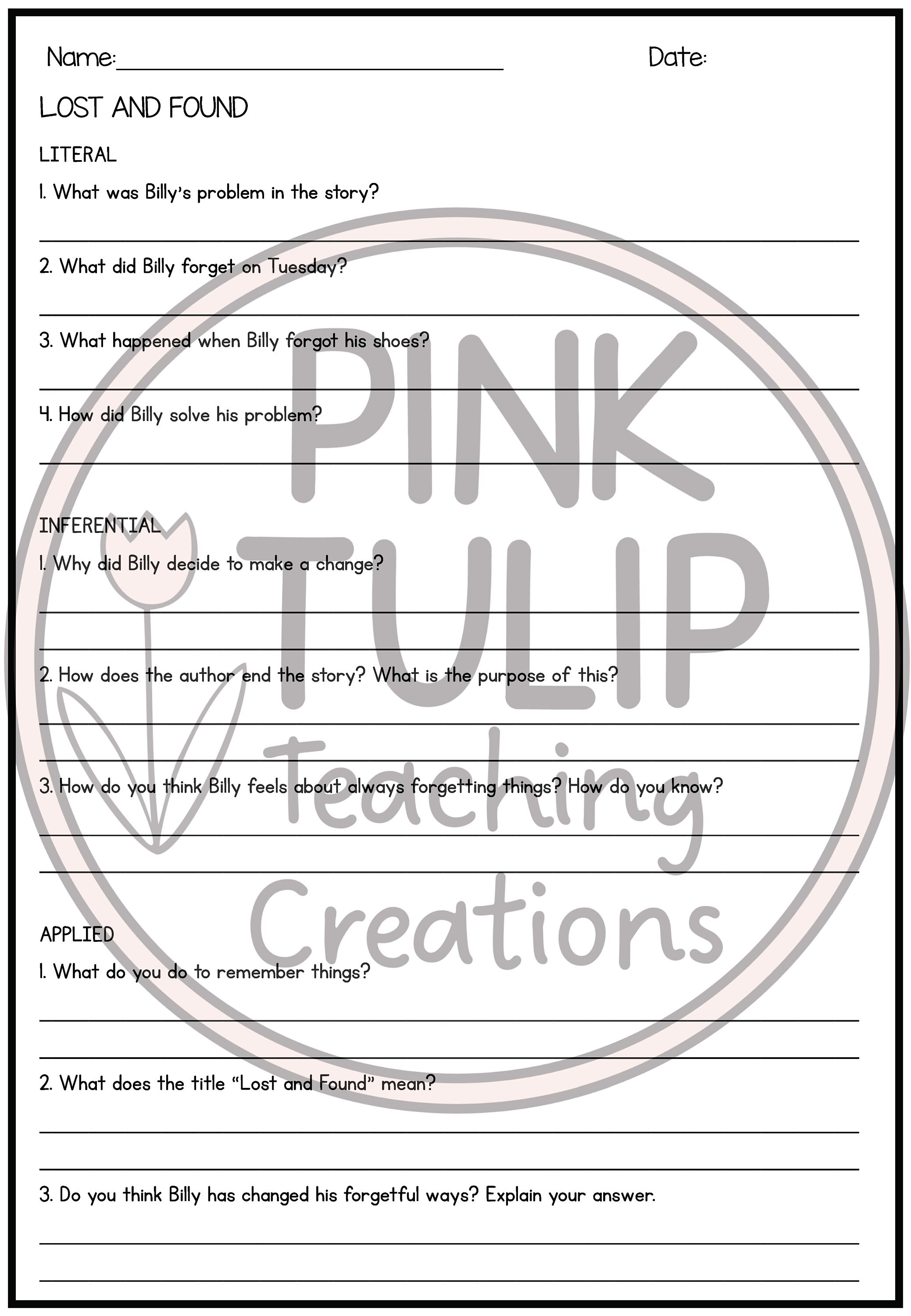 Comprehension Worksheets - Reading Strategies Set #2 - Etsy