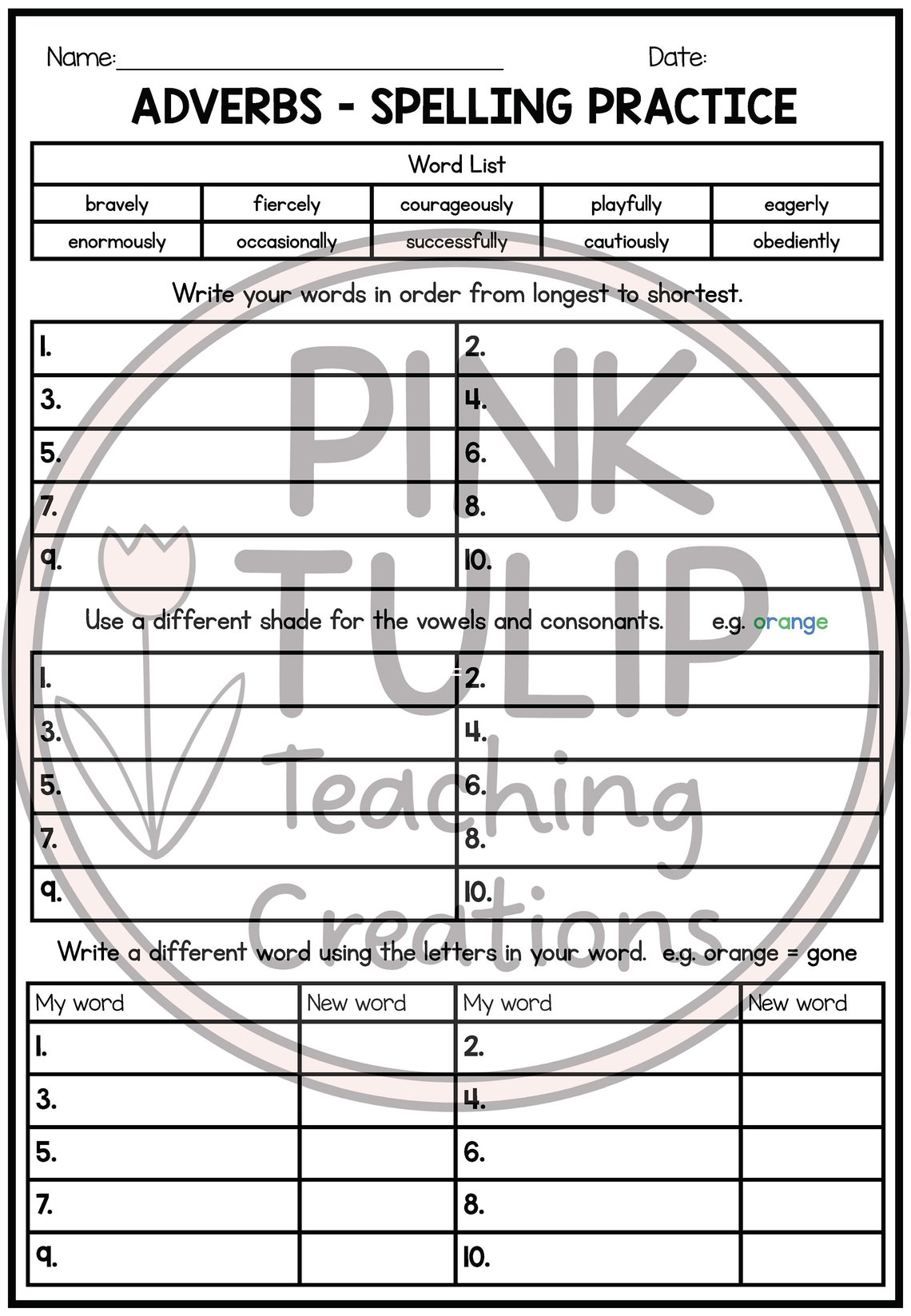 Adverbs Mini Unit Structured Worksheet Pack - Etsy