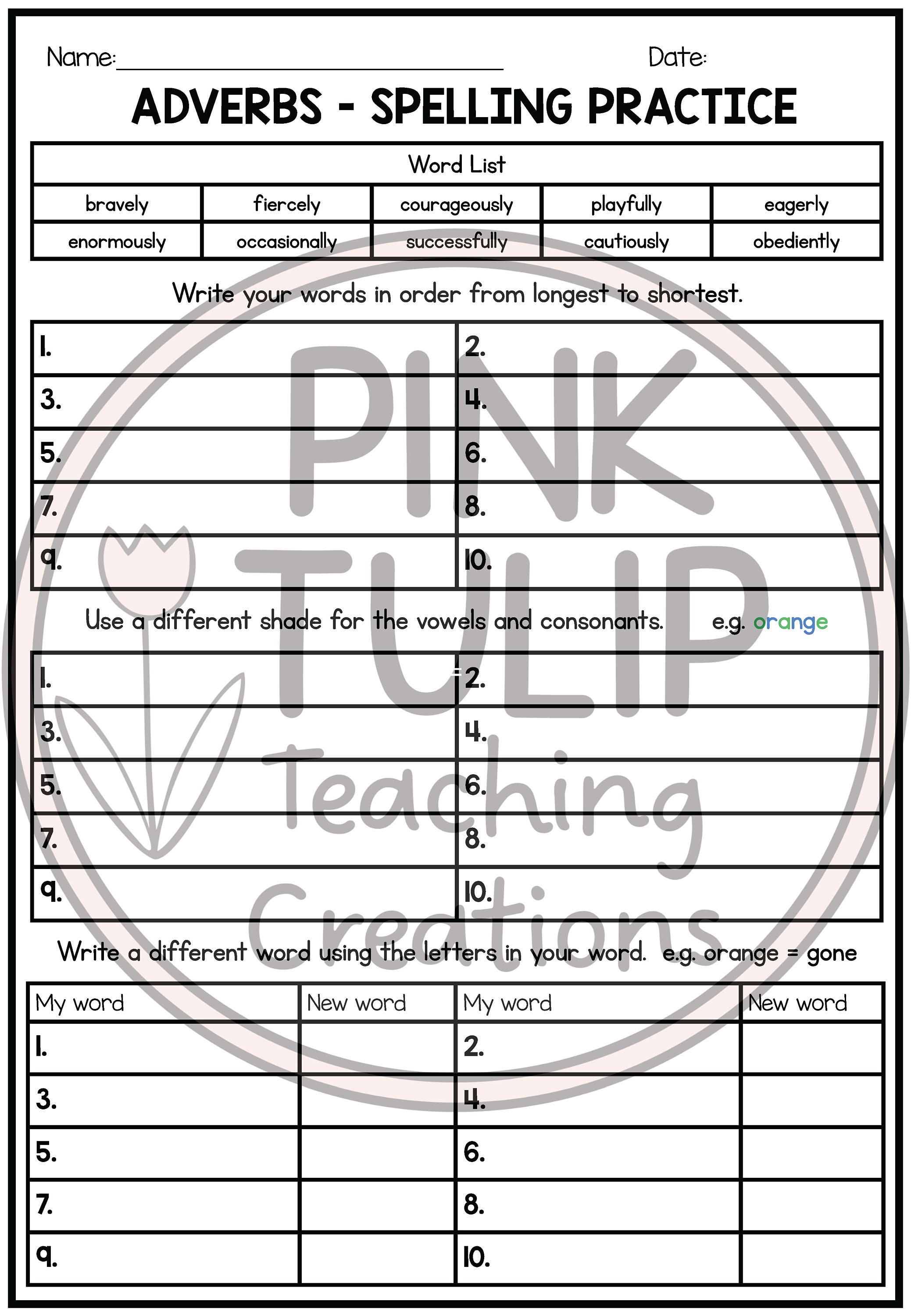 Adverbs Mini Unit Structured Worksheet Pack - Etsy