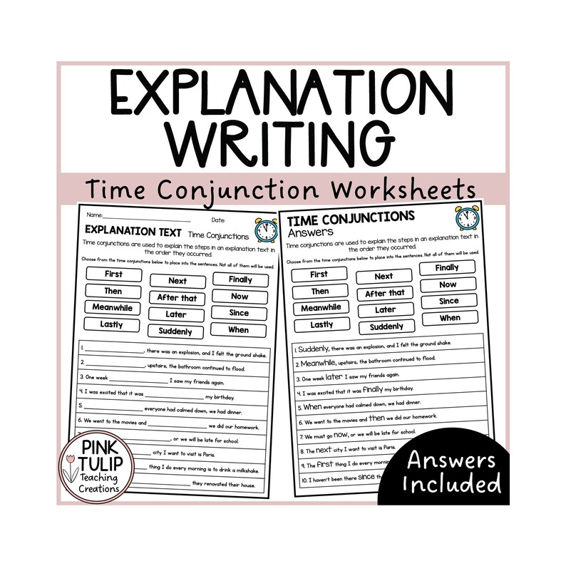 Time Conjunctions (connectives) Worksheets - Etsy