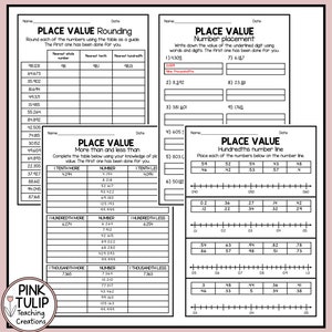 Decimal Place Value Into the Thousandths - Worksheet Pack - Etsy