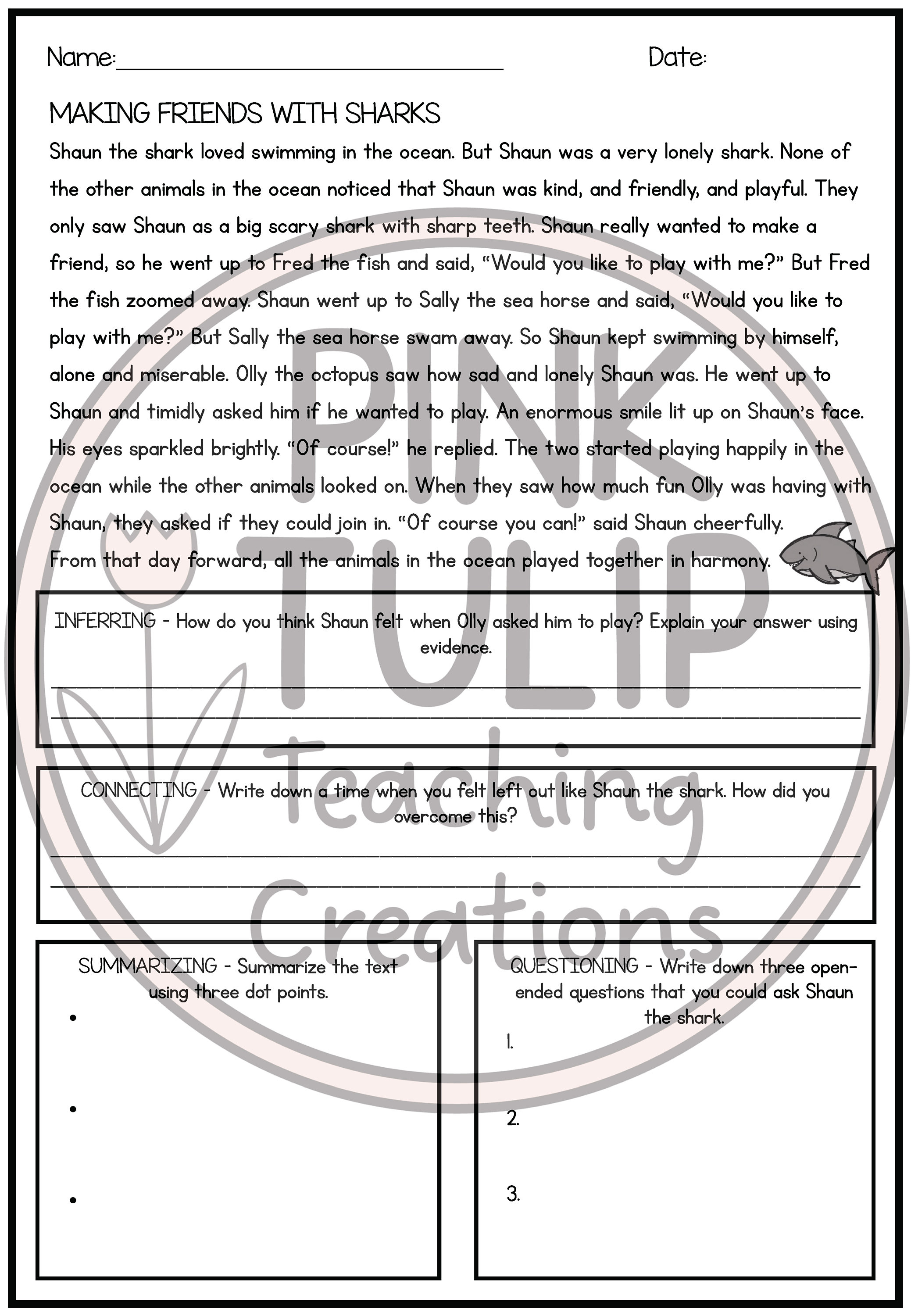Comprehension Worksheets - Reading Strategies Set #7 - Etsy
