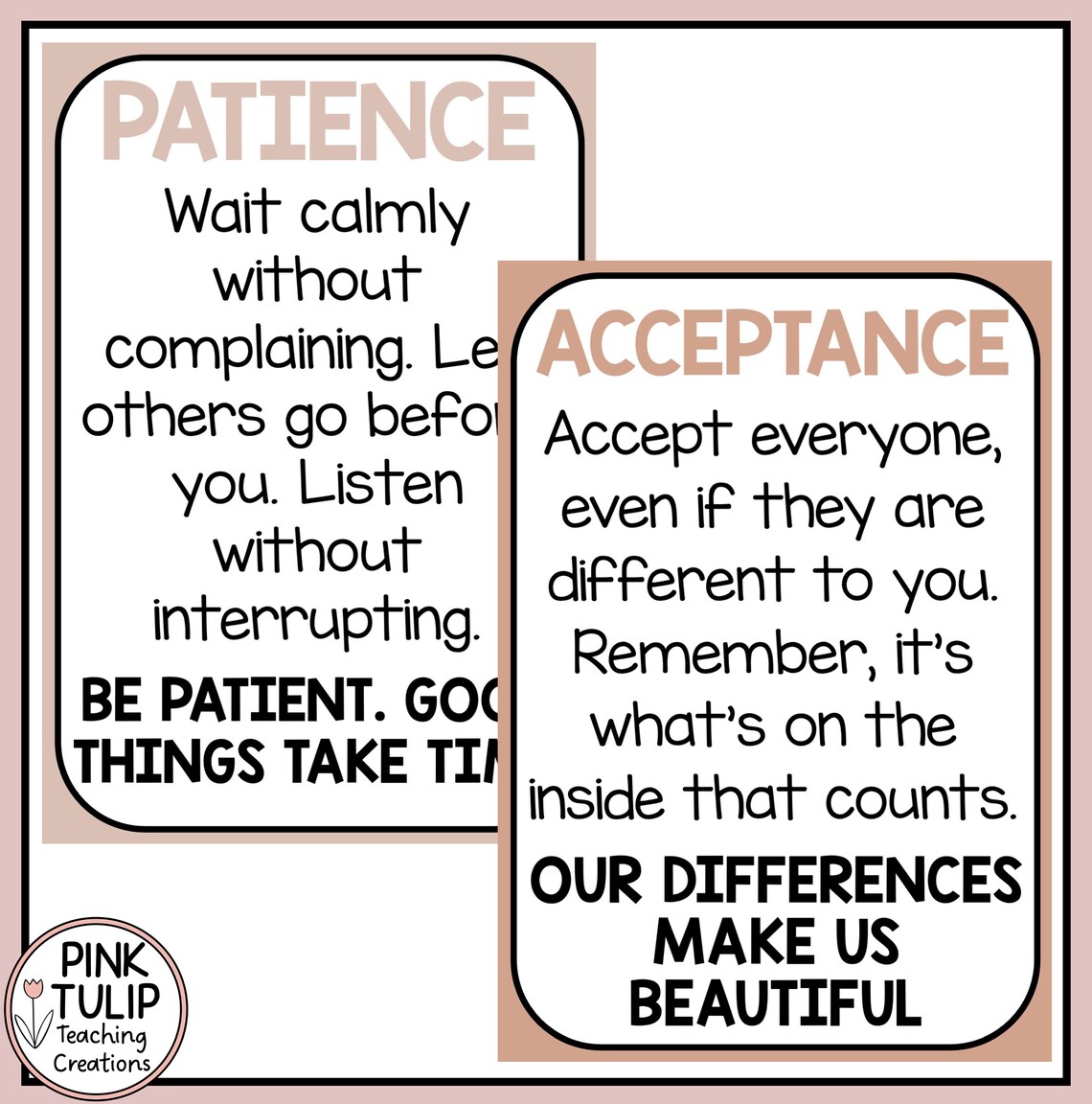 Values Posters Earth Tones - Classroom Decor - Etsy