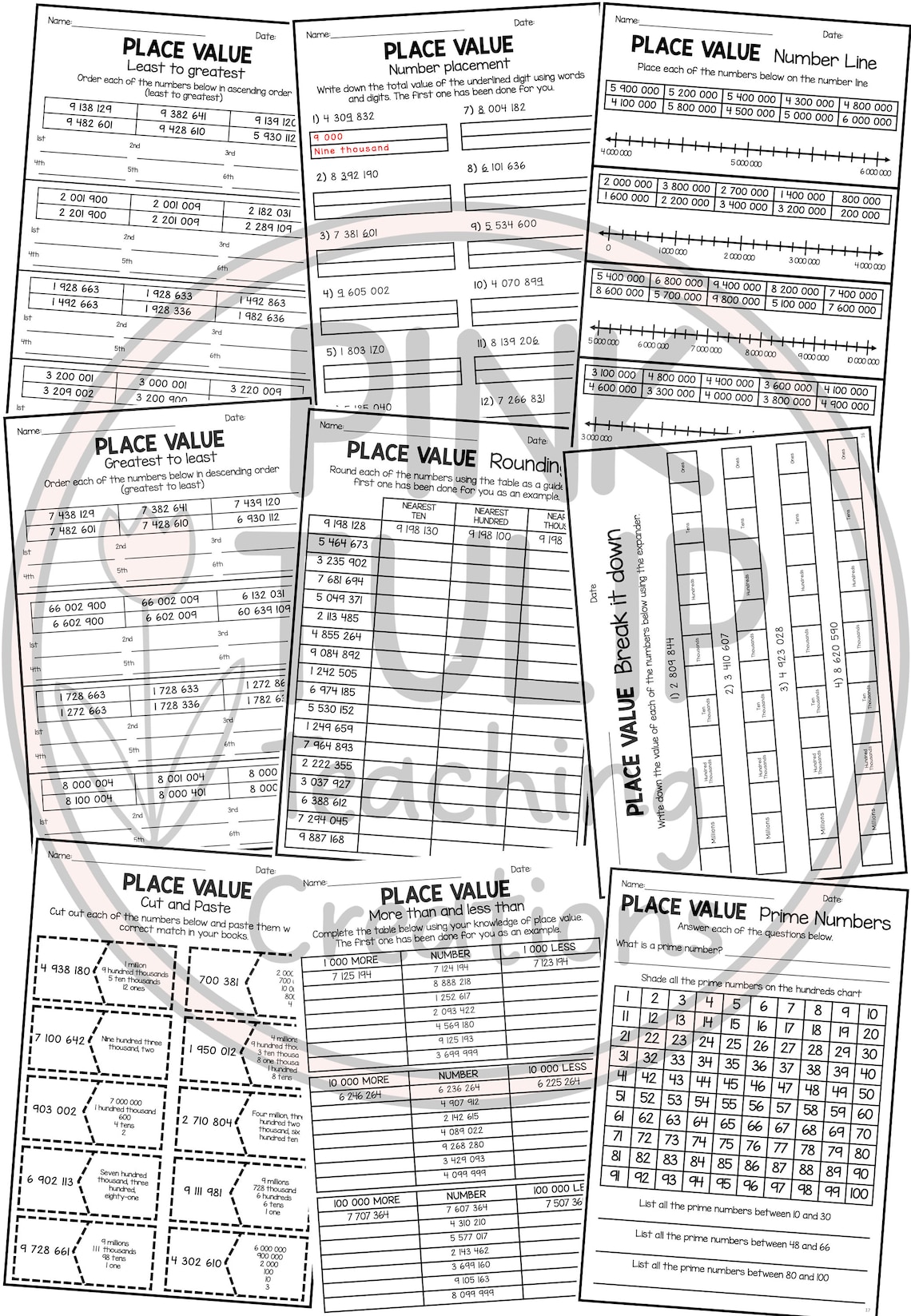 Place Value Into the Millions - Worksheet Pack - Etsy