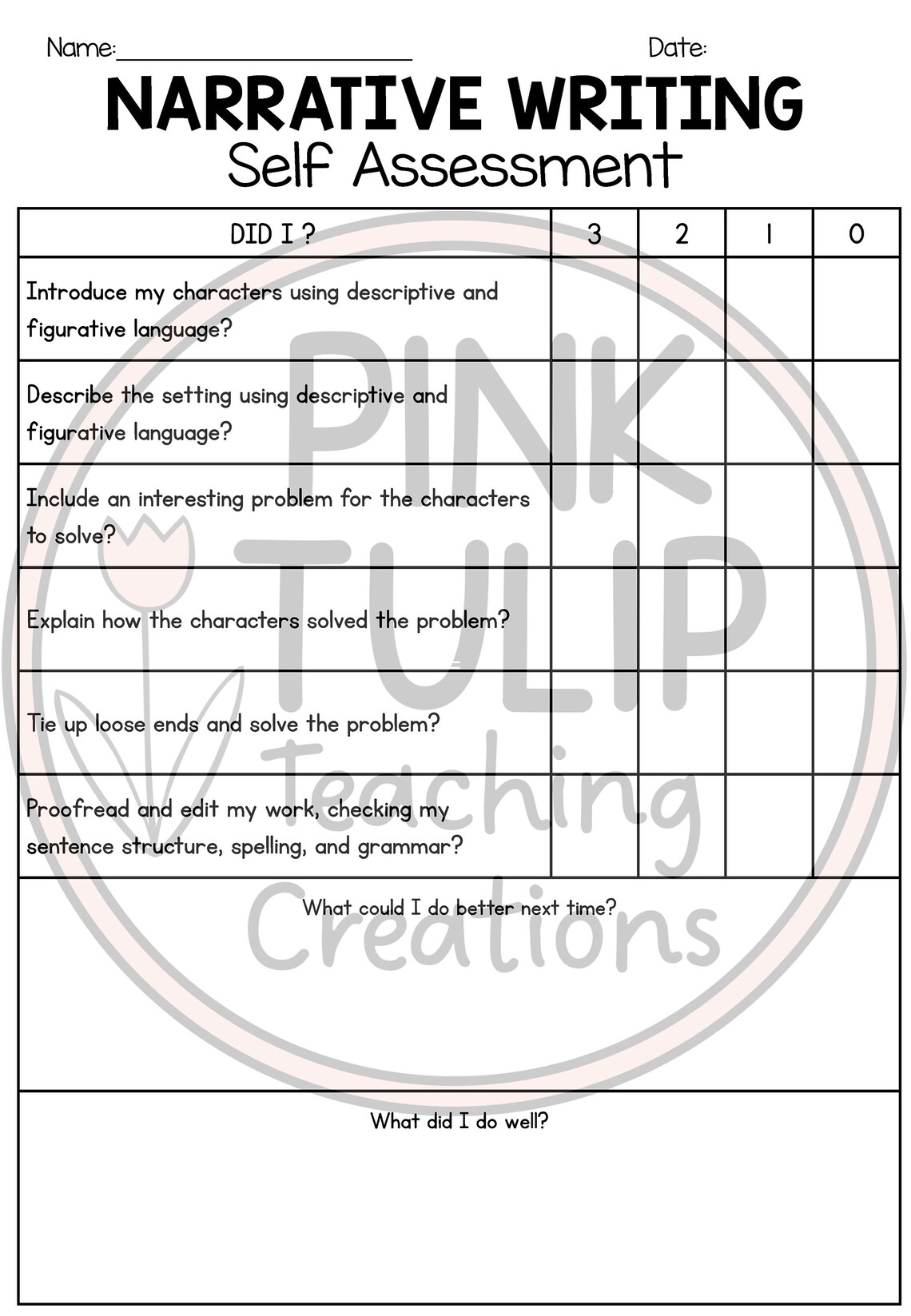 Narrative Writing - Marking Assessment Rubrics - Etsy
