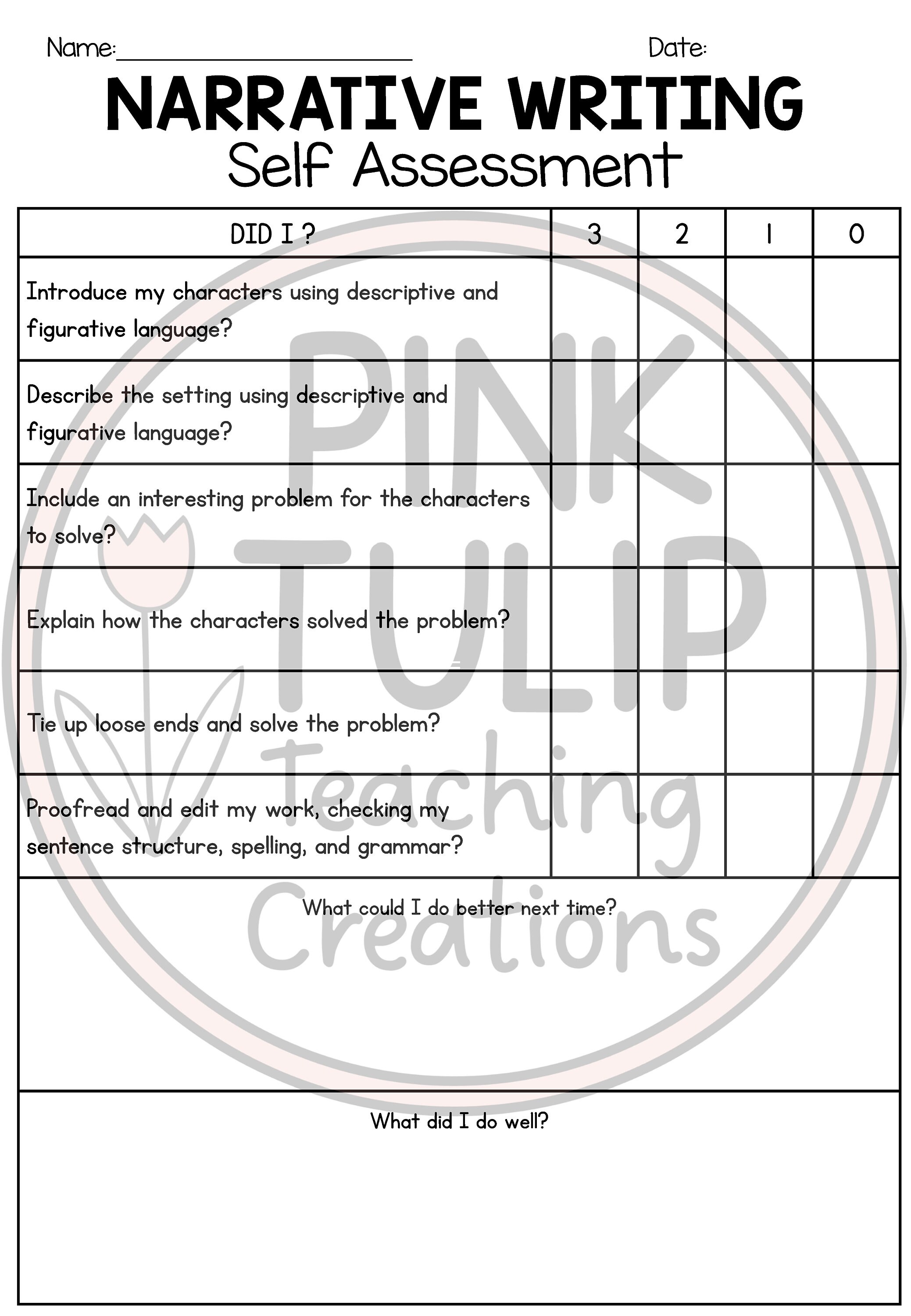Narrative Writing - Marking Assessment Rubrics - Etsy