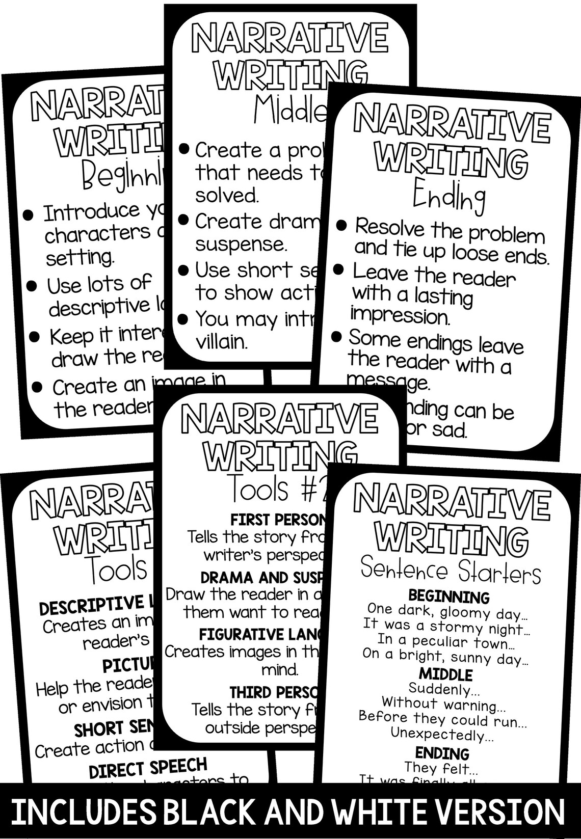 Narrative Writing Posters - Classroom Decor - Etsy