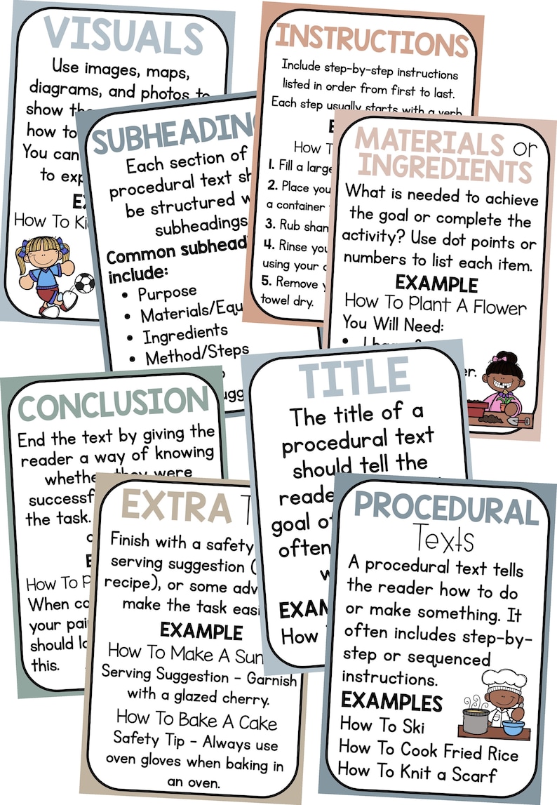 Procedural Text Posters - Earth Tones Classroom Decor - Etsy