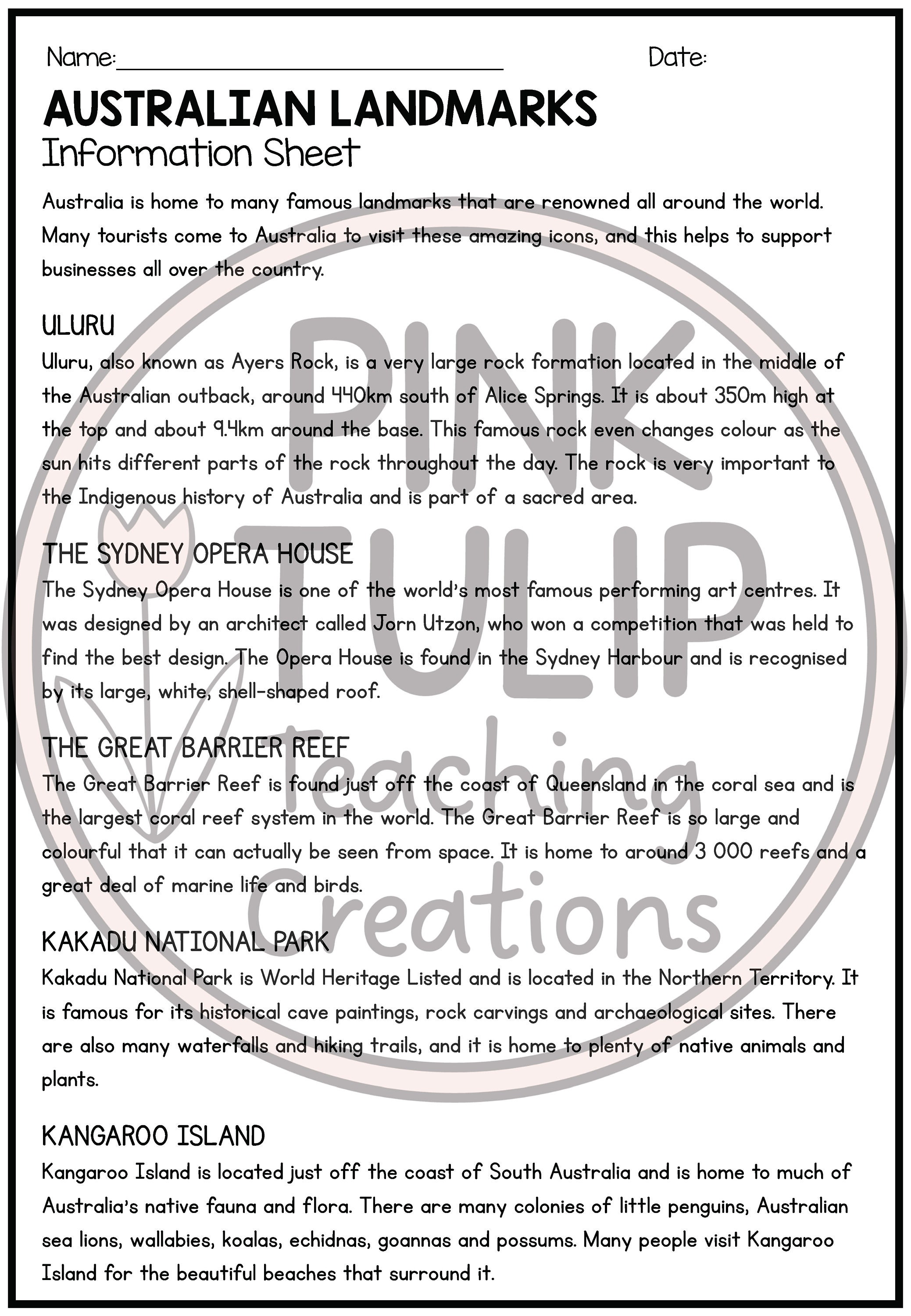 Australian Geography Comprehension Pack - Etsy