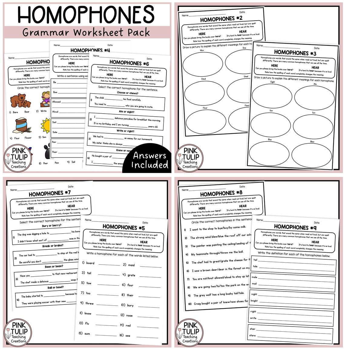Homophones Bundle - Worksheet Pack and Guided Teaching Powerpoint - Etsy