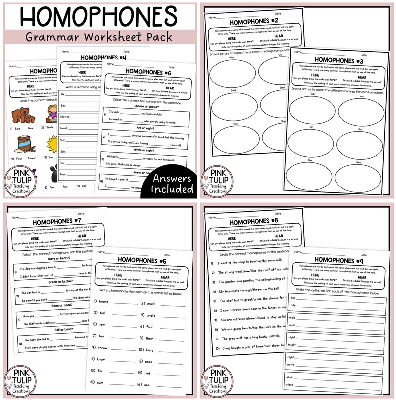 Homophones Bundle - Worksheet Pack and Guided Teaching Powerpoint - Etsy