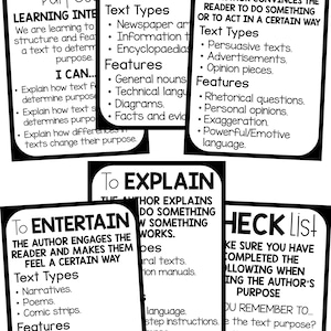 Author's Purpose Reading Posters - Classroom Decor - Etsy
