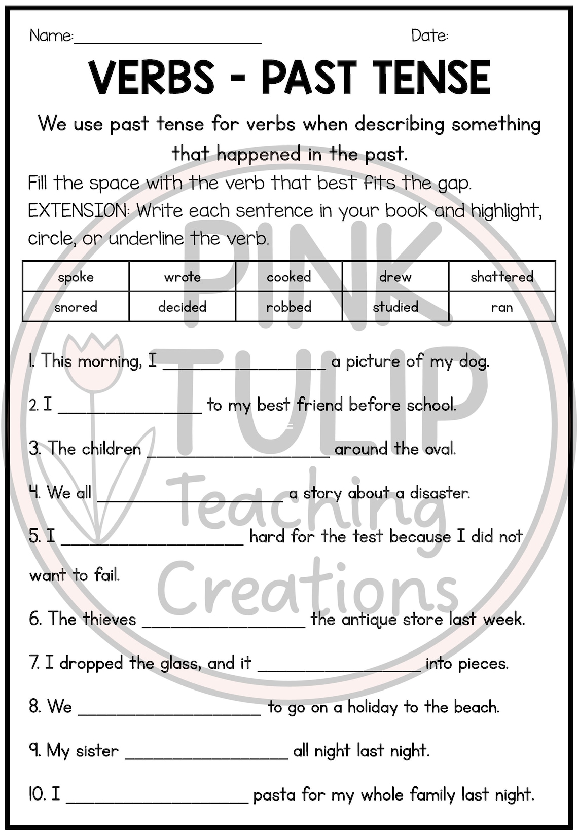 Parts of Speech - Fill the Blanks Worksheets - Etsy