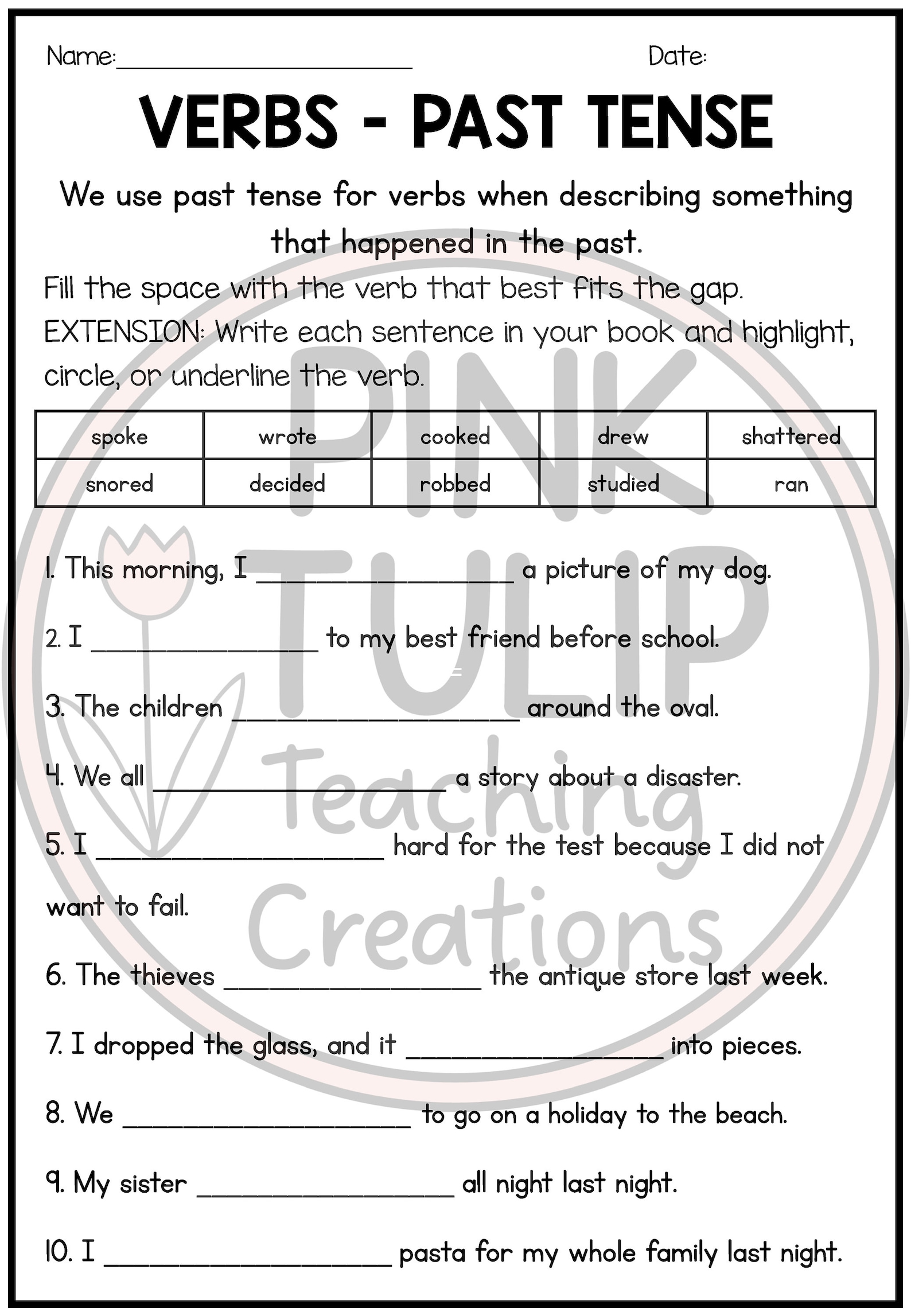 Parts of Speech - Fill the Blanks Worksheets - Etsy