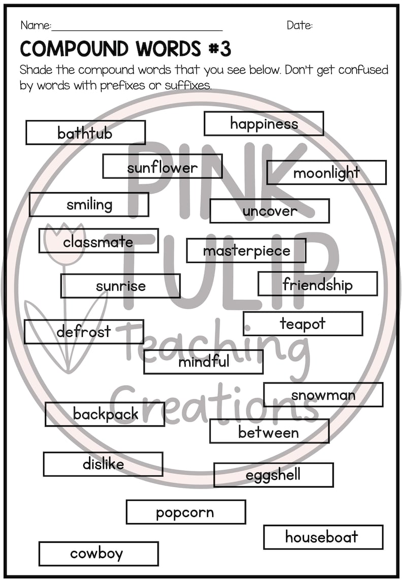 Compound Words - Worksheet Pack - Etsy