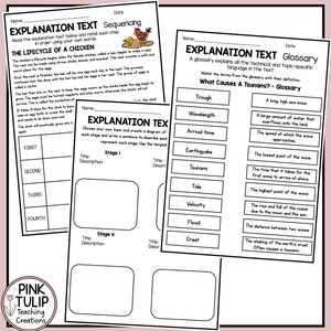 Explanation Text Writing Worksheet Pack - No Prep Lesson Ideas - Etsy