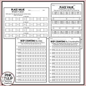 Decimal Place Value Into the Thousandths - Worksheet Pack - Etsy