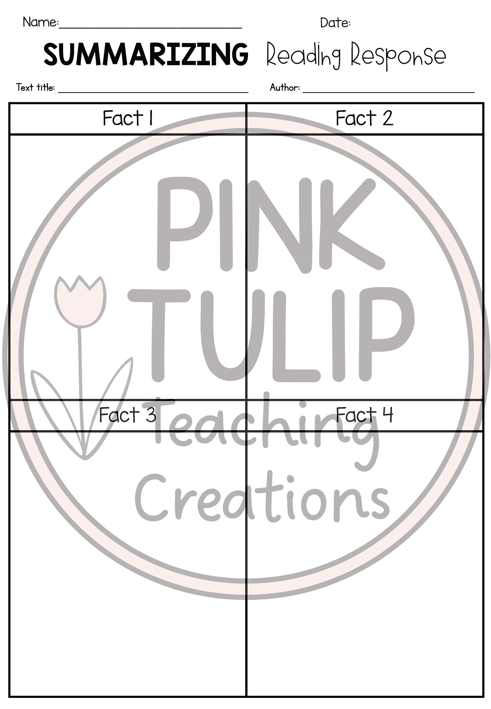 Summarizing (summarising) Reading Response Pack - Templates for Any ...