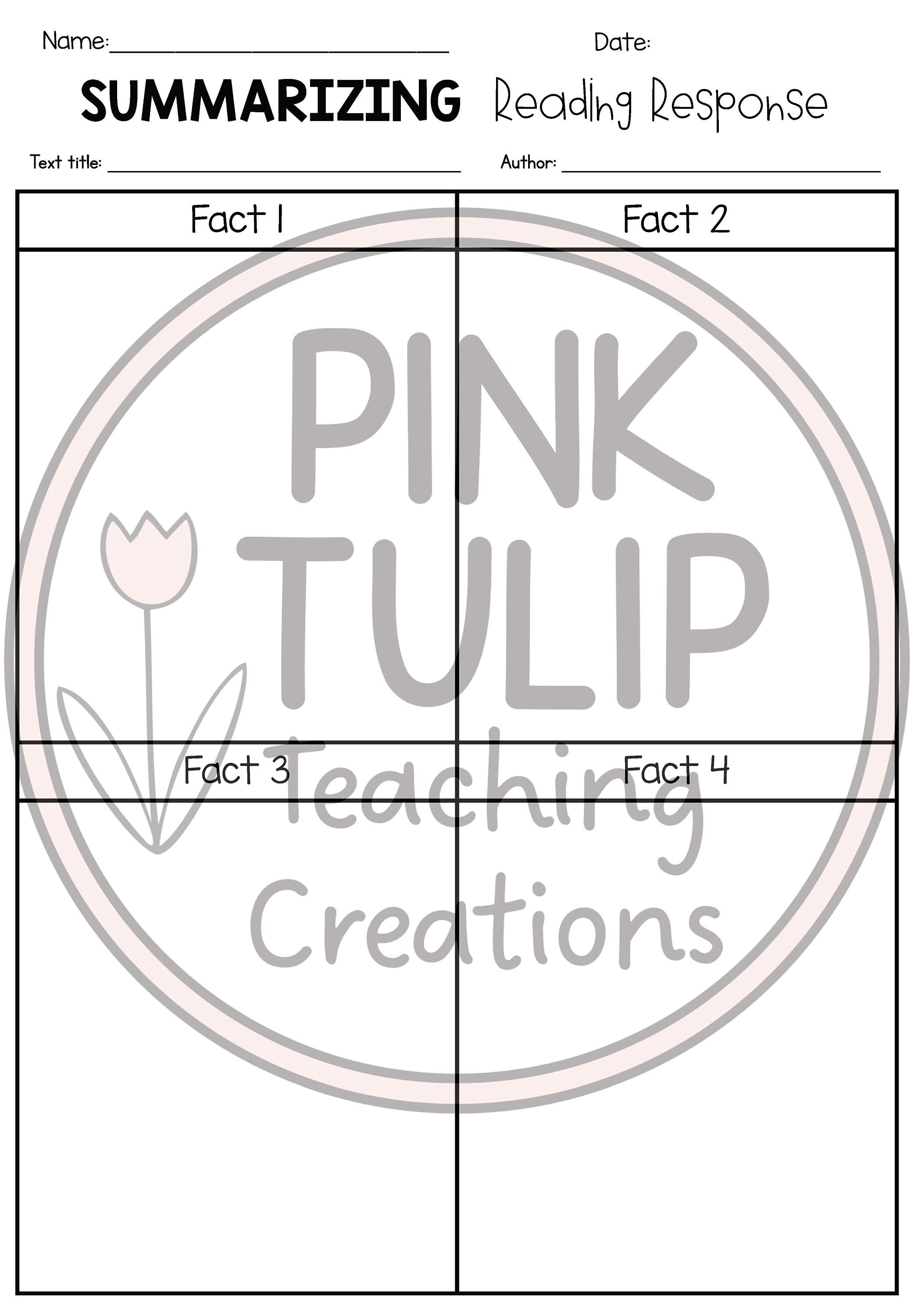 Summarizing summarising Reading Response Pack Templates for Any Book - Etsy