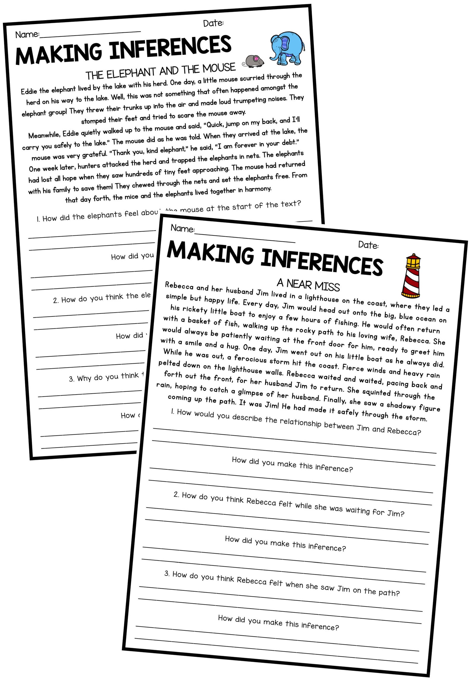 Making Inferences and Drawing Conclusions - Reading Worksheet Pack - Etsy
