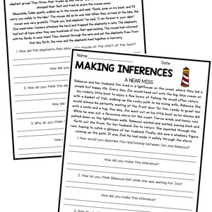 Making Inferences and Drawing Conclusions - Reading Worksheet Pack - Etsy