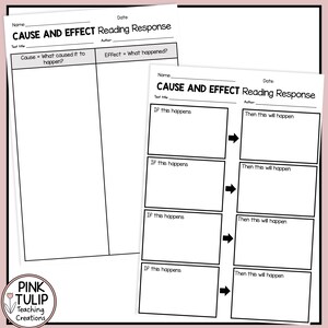 Cause and Effect Reading Response Package - Templates for Any Book - Etsy