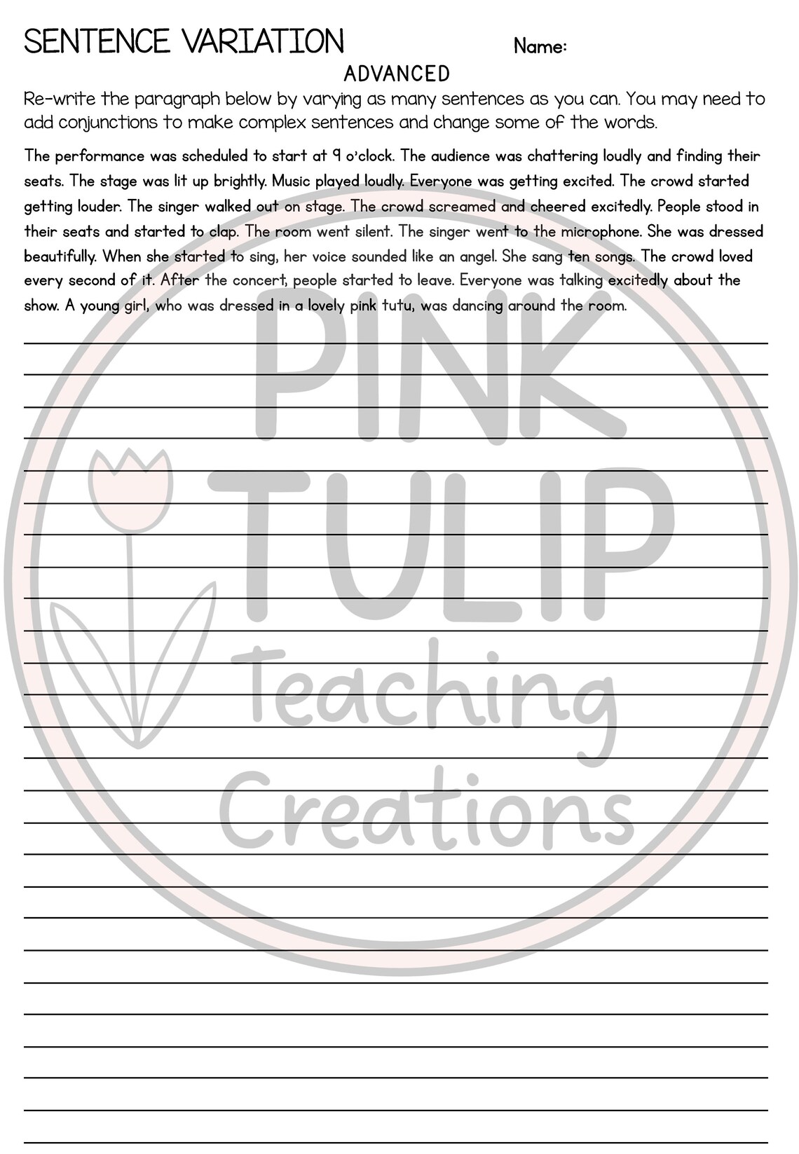 Complex Sentences and Sentence Variation - Grammar Worksheets With ...