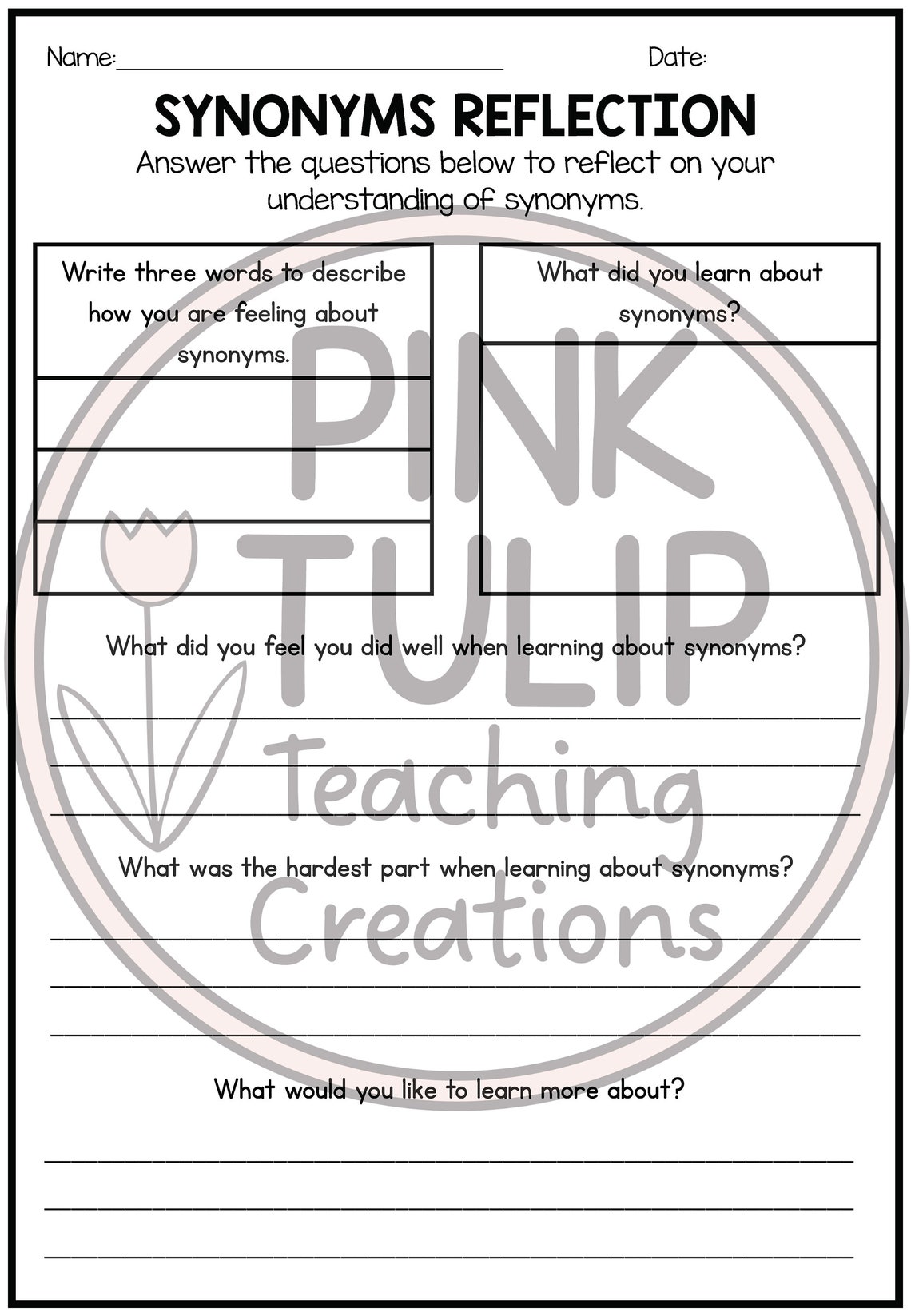 Synonyms Worksheet Pack No Prep Printables With Answers - Etsy