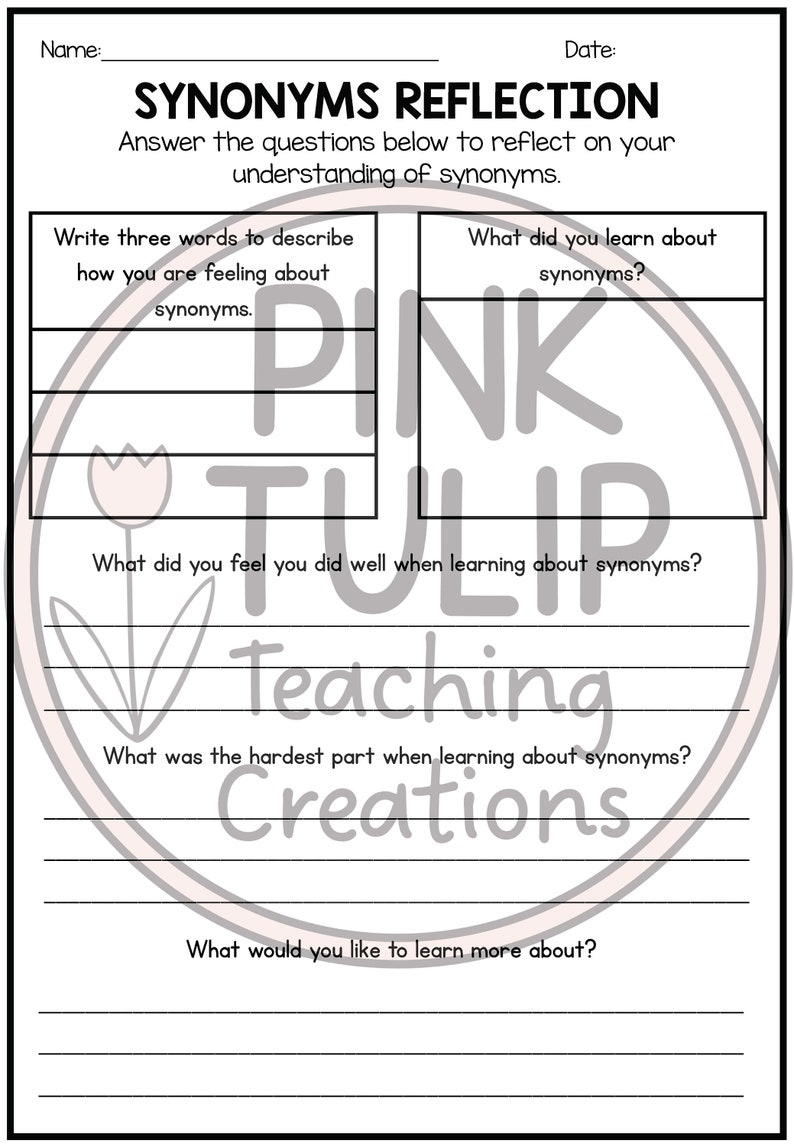 Synonyms Worksheet Pack No Prep Printables With Answers - Etsy