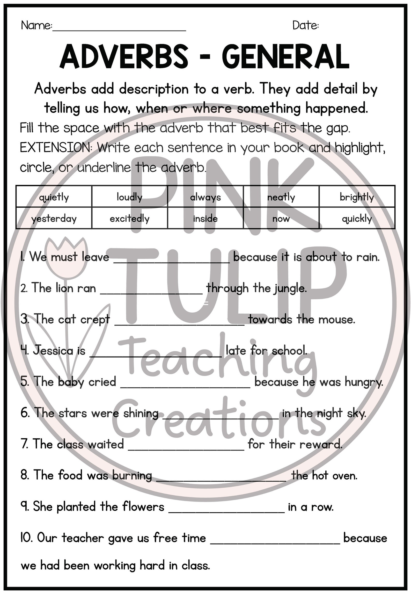 Parts of Speech - Fill the Blanks Worksheets - Etsy