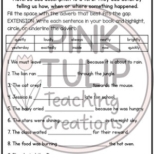 Parts of Speech - Fill the Blanks Worksheets - Etsy