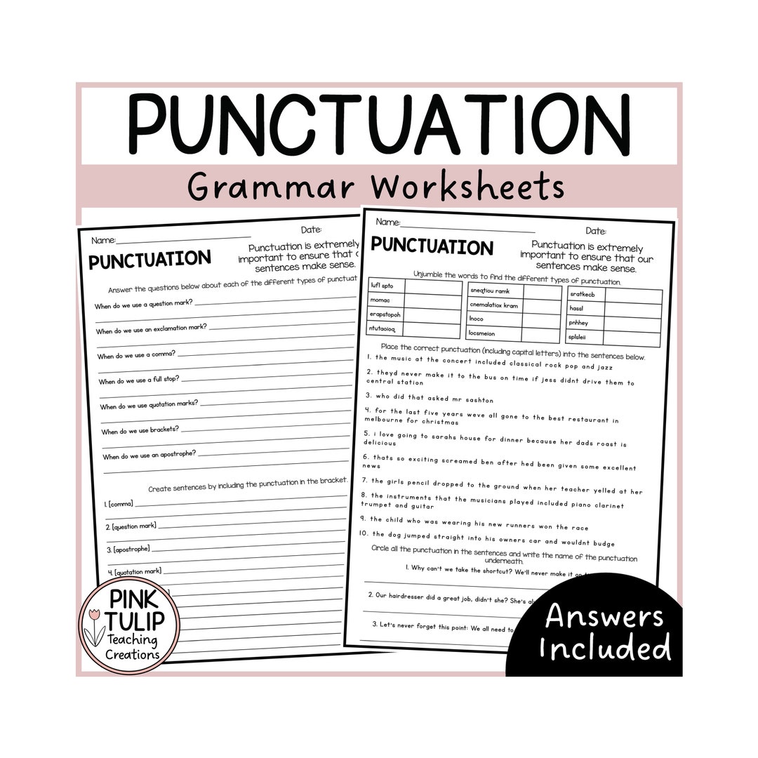 Using Punctuation Grammar Worksheets - No Prep Printables - Etsy