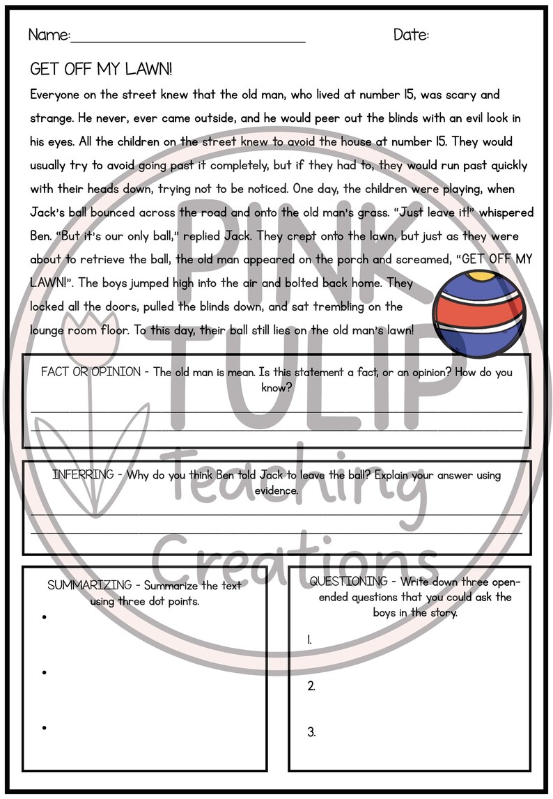 Comprehension Worksheets - Reading Strategies Set #9 - Etsy