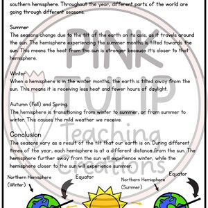 Explanation Text - Why Do the Seasons Change? - Etsy