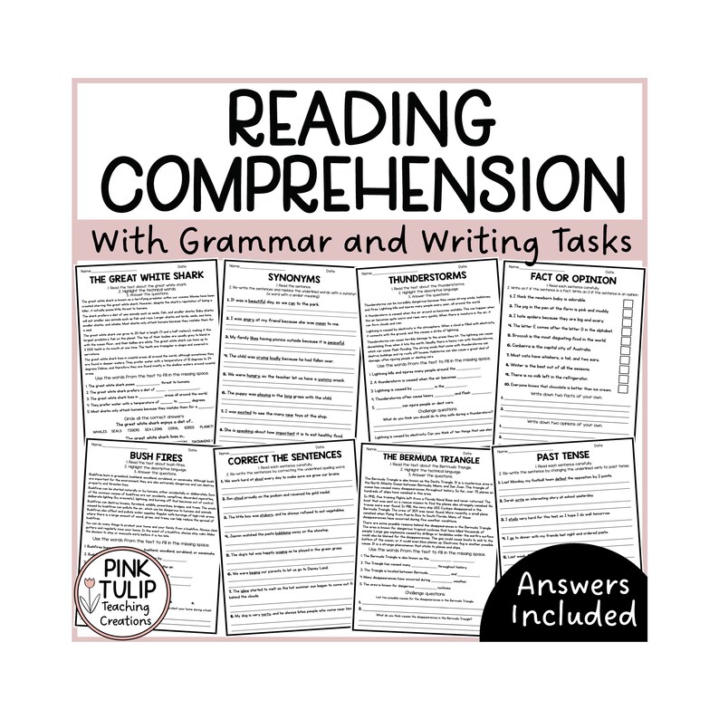 Reading Comprehension Activities Information Reports With Grammar and ...
