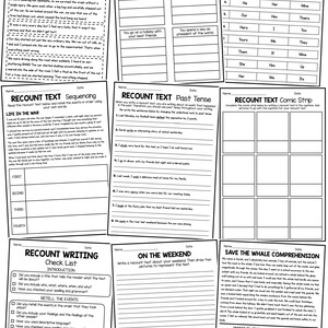 Recount Text Writing Worksheet Pack - No Prep Lesson Ideas - Etsy