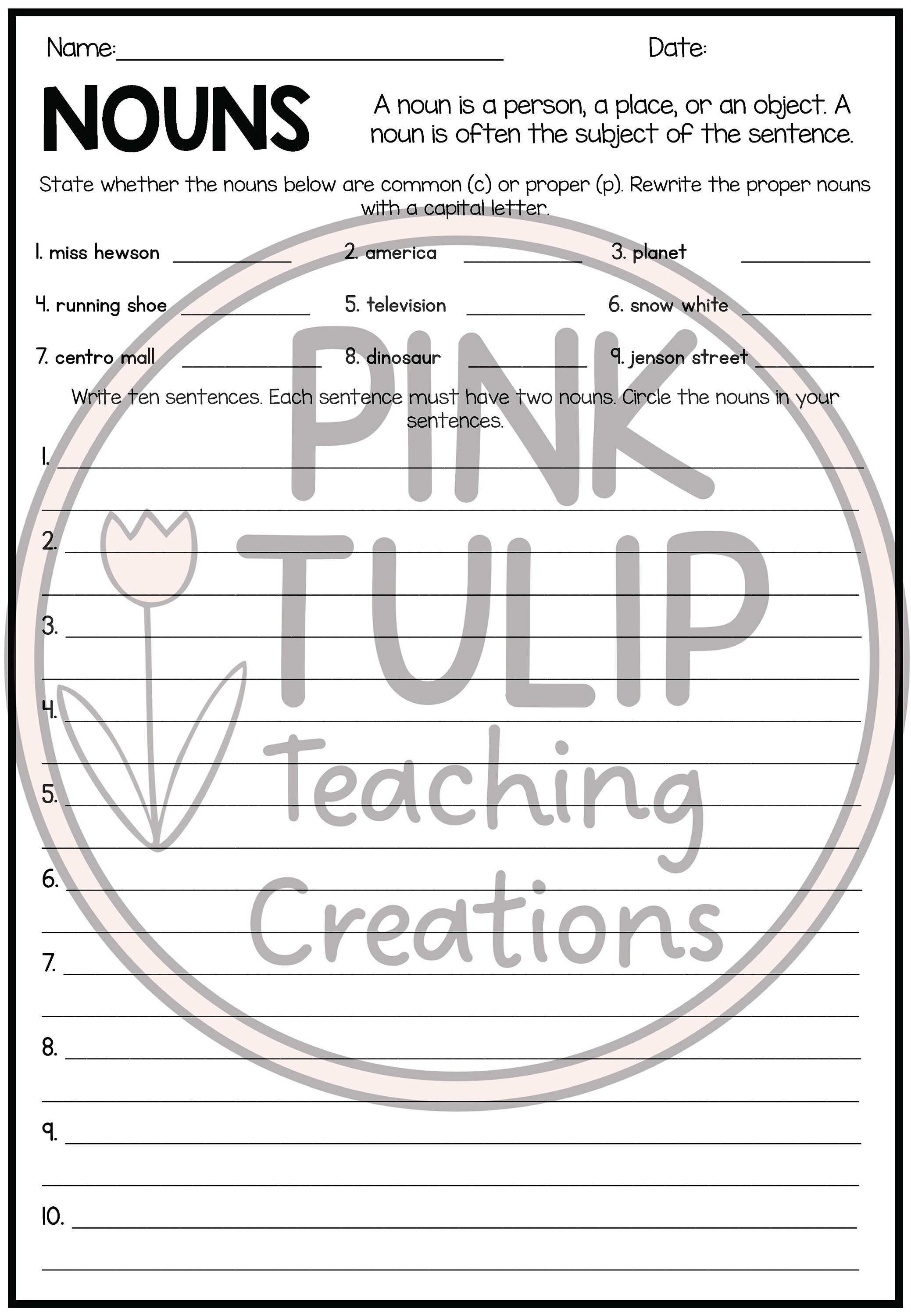 Parts of Speech Grammar Workbook - Etsy