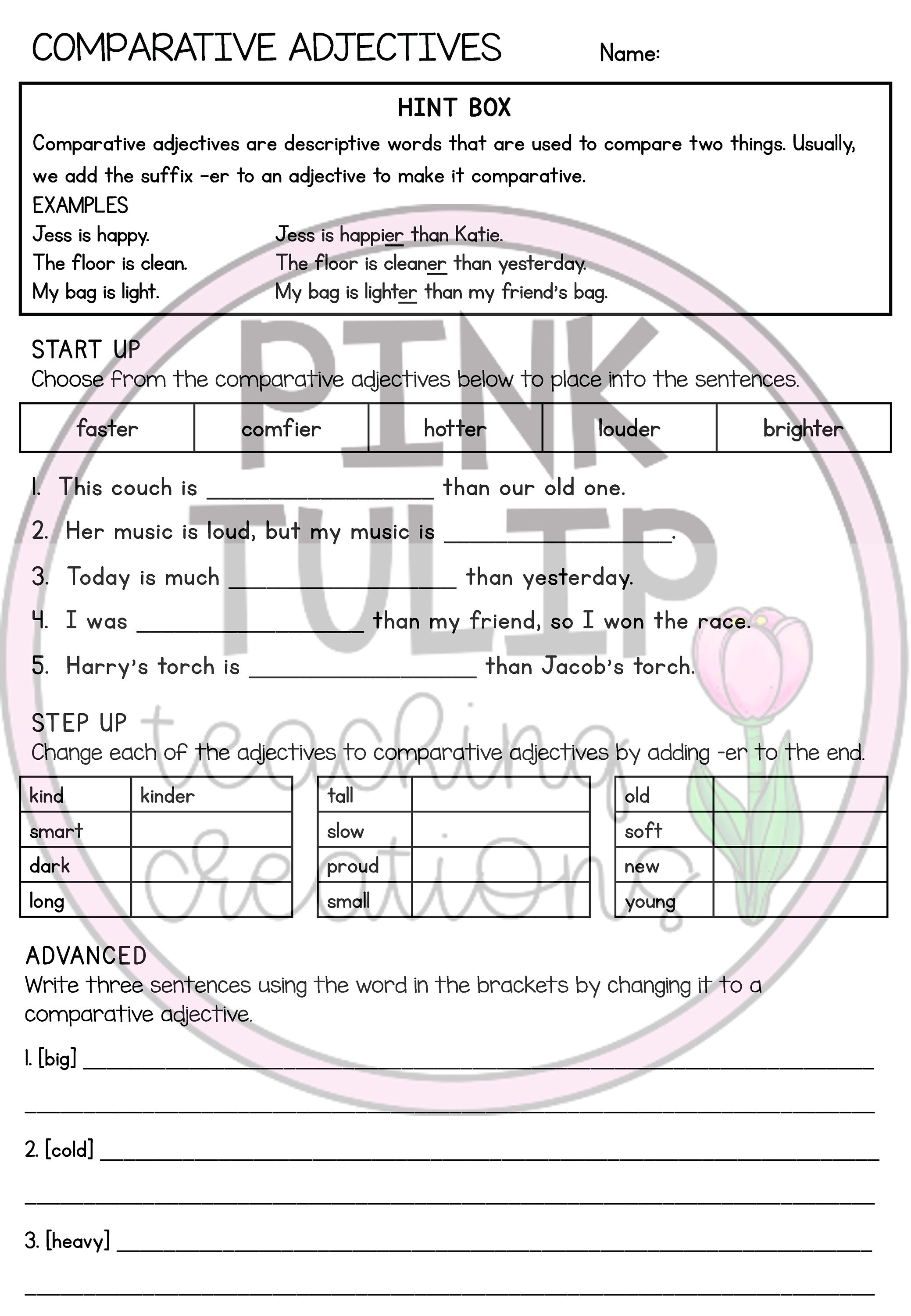 Comparative and Superlative Adjectives Grammar Worksheets - Etsy Australia