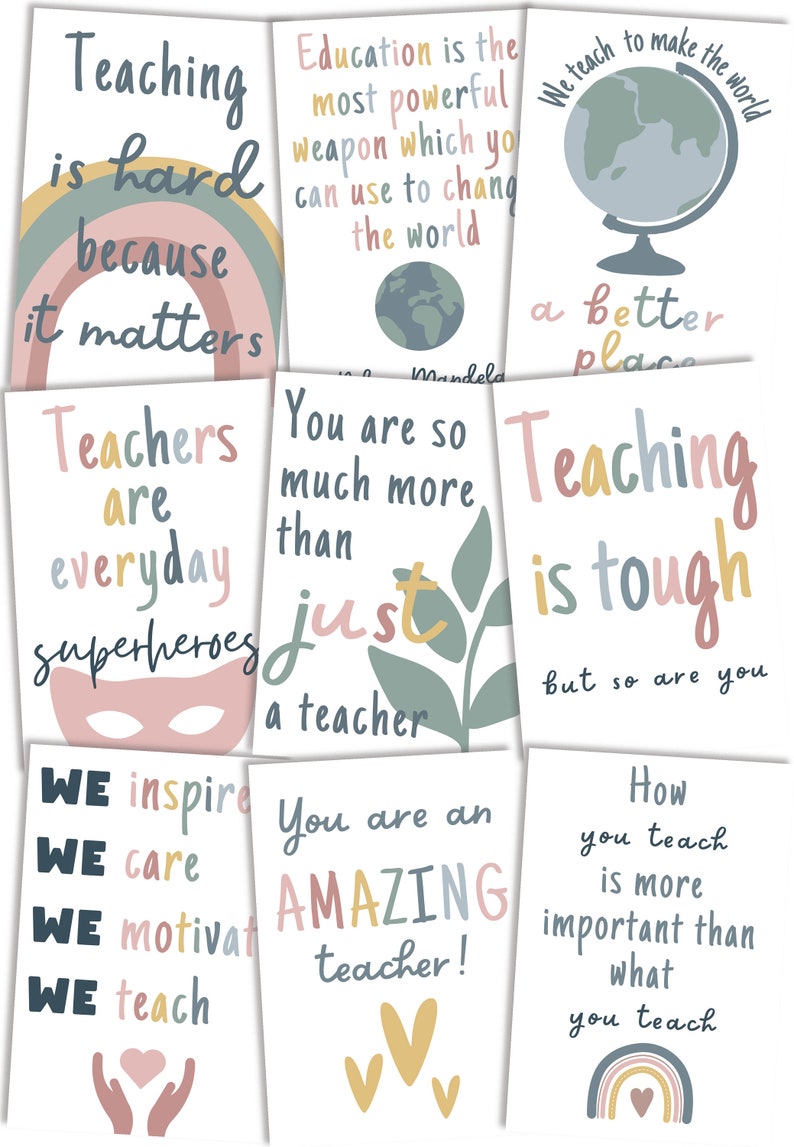 Inspirational Teaching Quotes Posters - Boho Theme Staffroom Display - Etsy