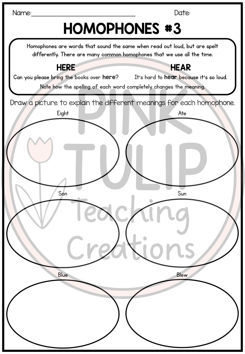 Homophones - Worksheet Pack With Answers - Etsy