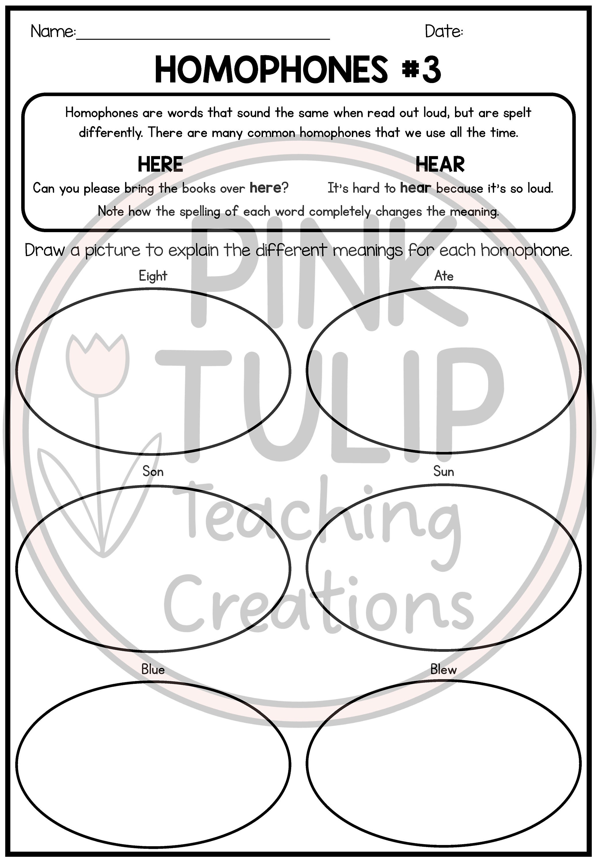 Homophones - Worksheet Pack With Answers - Etsy