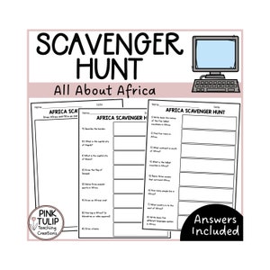 Africa Scavenger Hunt - Research Task - Etsy