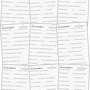 Add an Adverb to the Sentences - Fill in the Blanks Worksheet Pack - Etsy