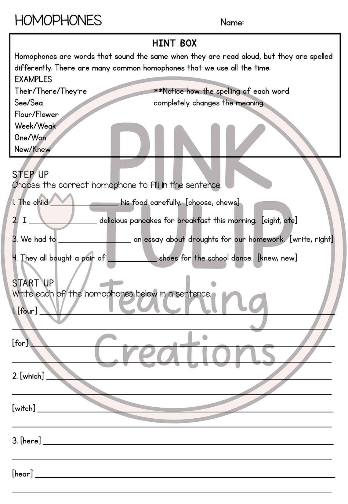 Homophones and Homographs - Grammar Worksheets With Answers - Etsy