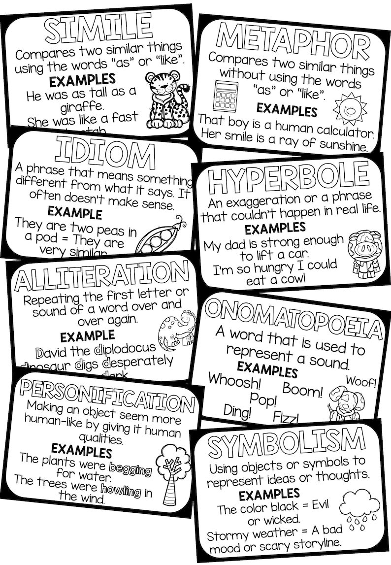 Figurative Language Posters - Classroom Decor - Etsy