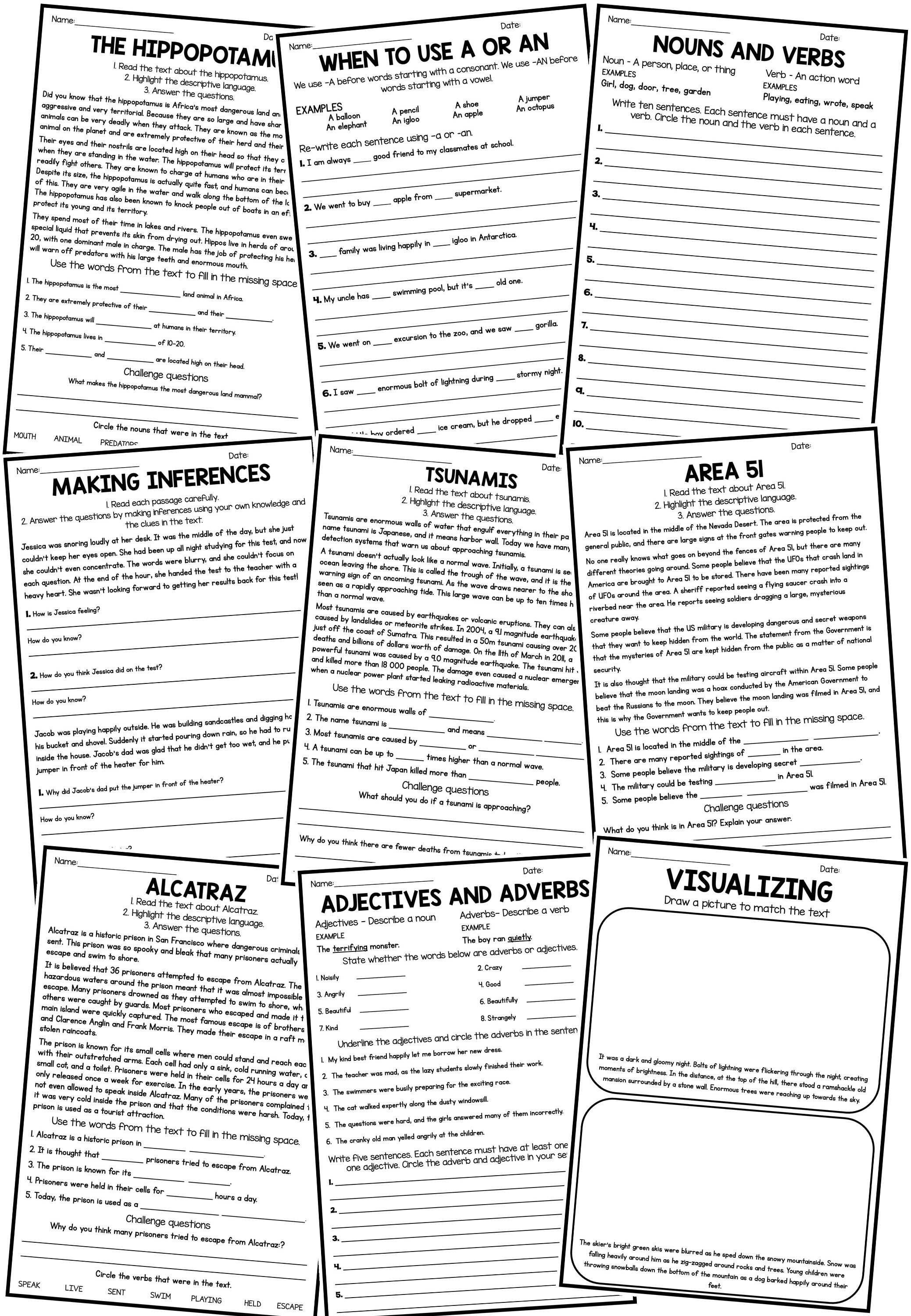 Reading Comprehension Activities Information Reports With Grammar and ...