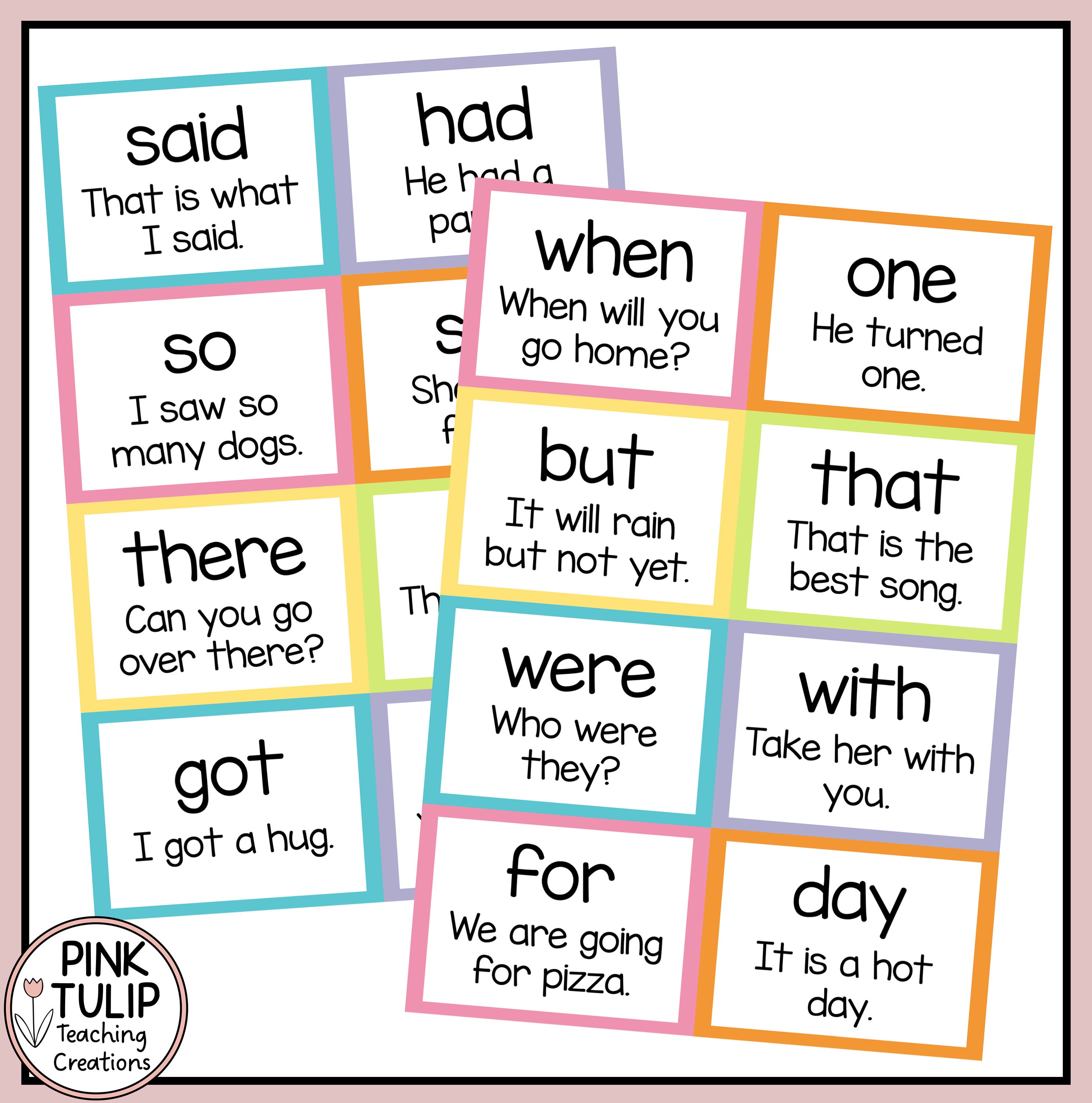 Sight Word Cards 1-100 High Frequency Words With Sentences - Etsy